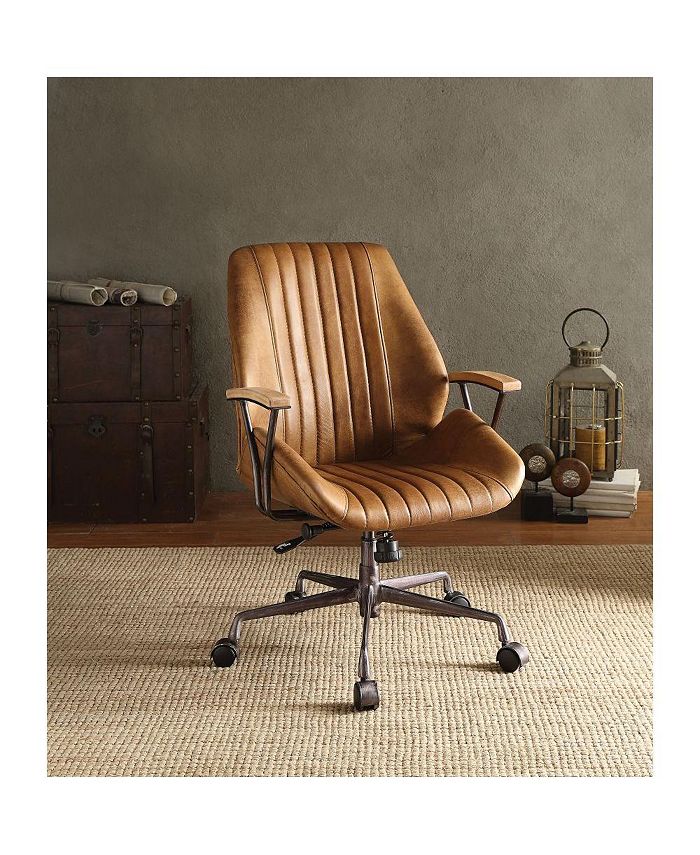 Simplie Fun Hamilton Office Chair in Coffee Top Grain Leather - Macy's