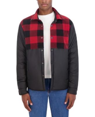 HFX Men's Reversible Quilted Shirt Jacket Shacket with Plaid Fleece ...