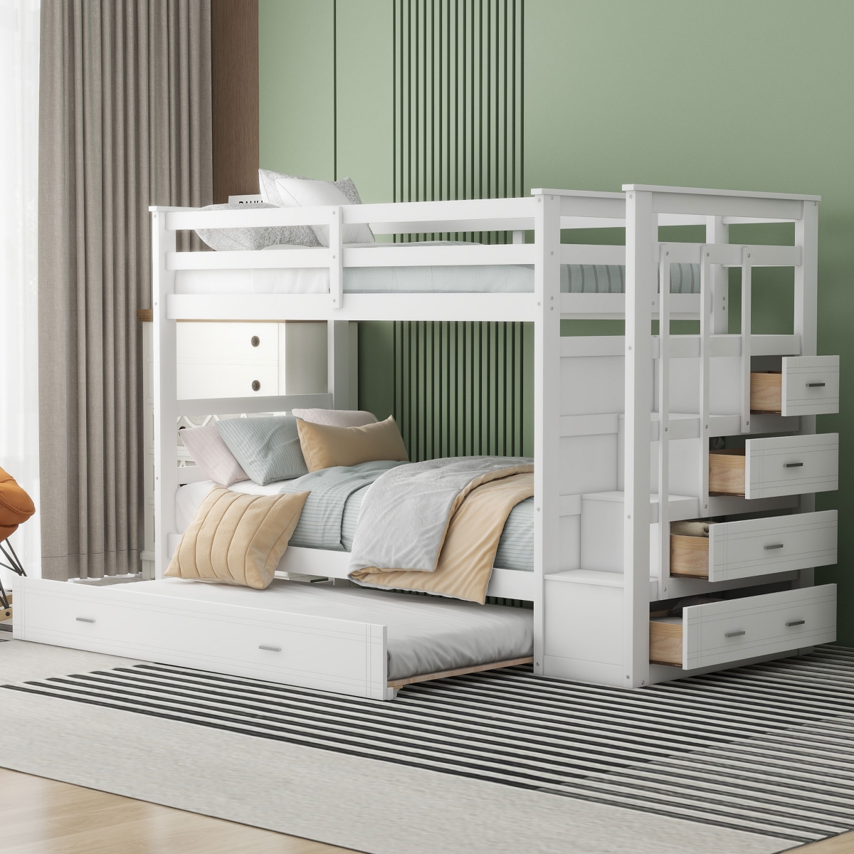 Click here for Streamdale Twin Over Twin Bunk Bed With Trundle An... prices