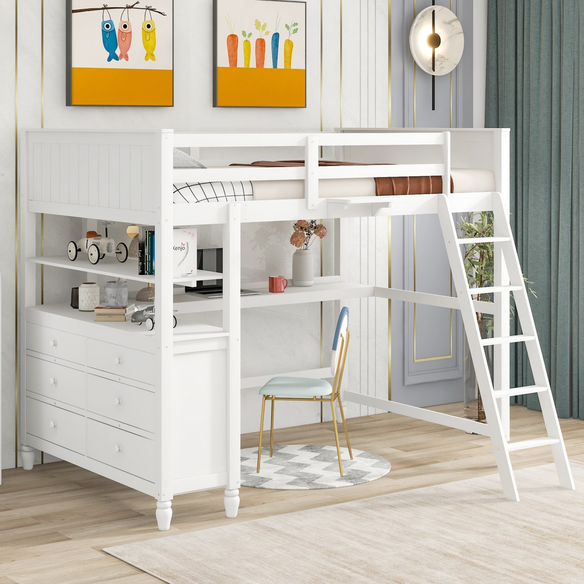 Click here for Streamdale Espresso Wooden Loft Bed with Desk and... prices