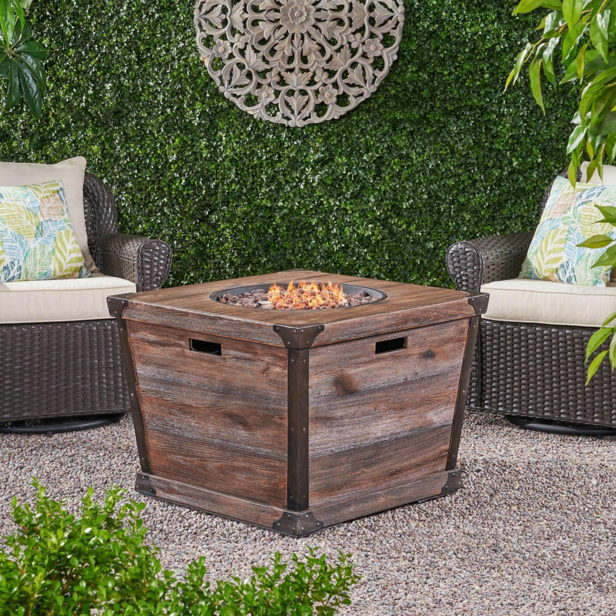 Click here for Square Concrete Fire Pit - 40 000 Btu - Brown - Br... prices