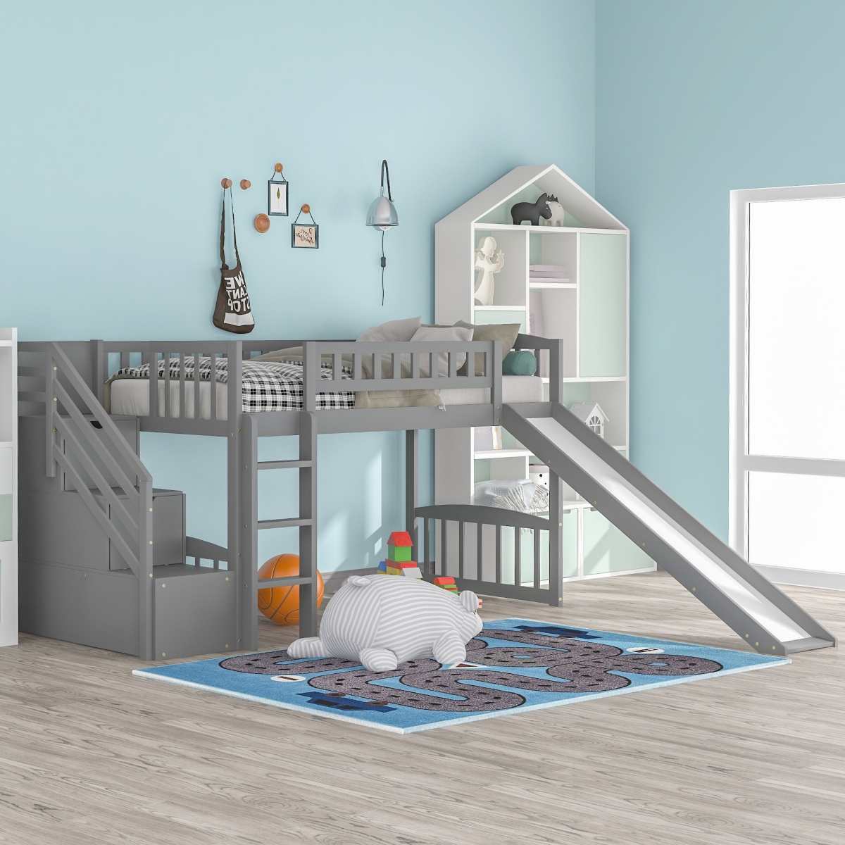 Click here for Streamdale Stairway Twin Size Loft Bed With Two Dr... prices