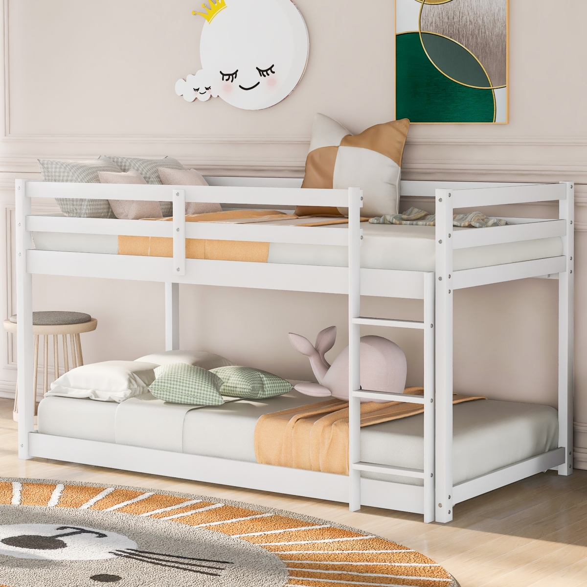 Click here for Streamdale Twin Over Twin Floor Bunk Bed With Ladd... prices