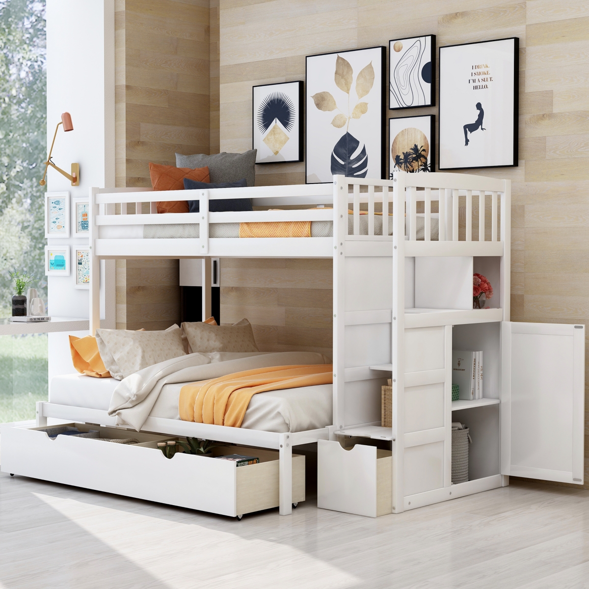 Click here for Streamdale Twin Over Full Bunk Bed with Storage -... prices