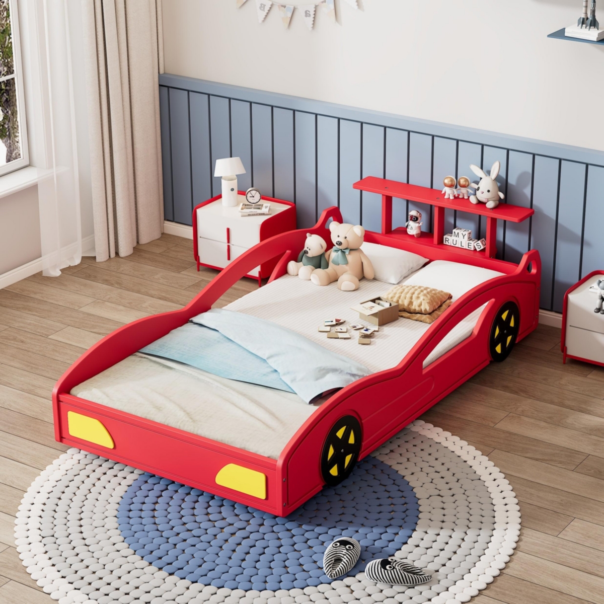 Click here for Streamdale Car-Shaped Twin Bed with Wheels - Red prices