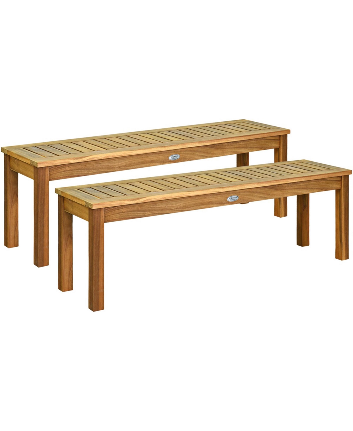 Click here for Gymax Set of 2 Acacia Wood Bench Dining Bench Pati... prices