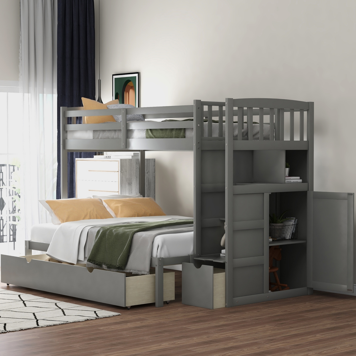 Click here for Streamdale Twin Over Full Bunk Bed with Storage -... prices