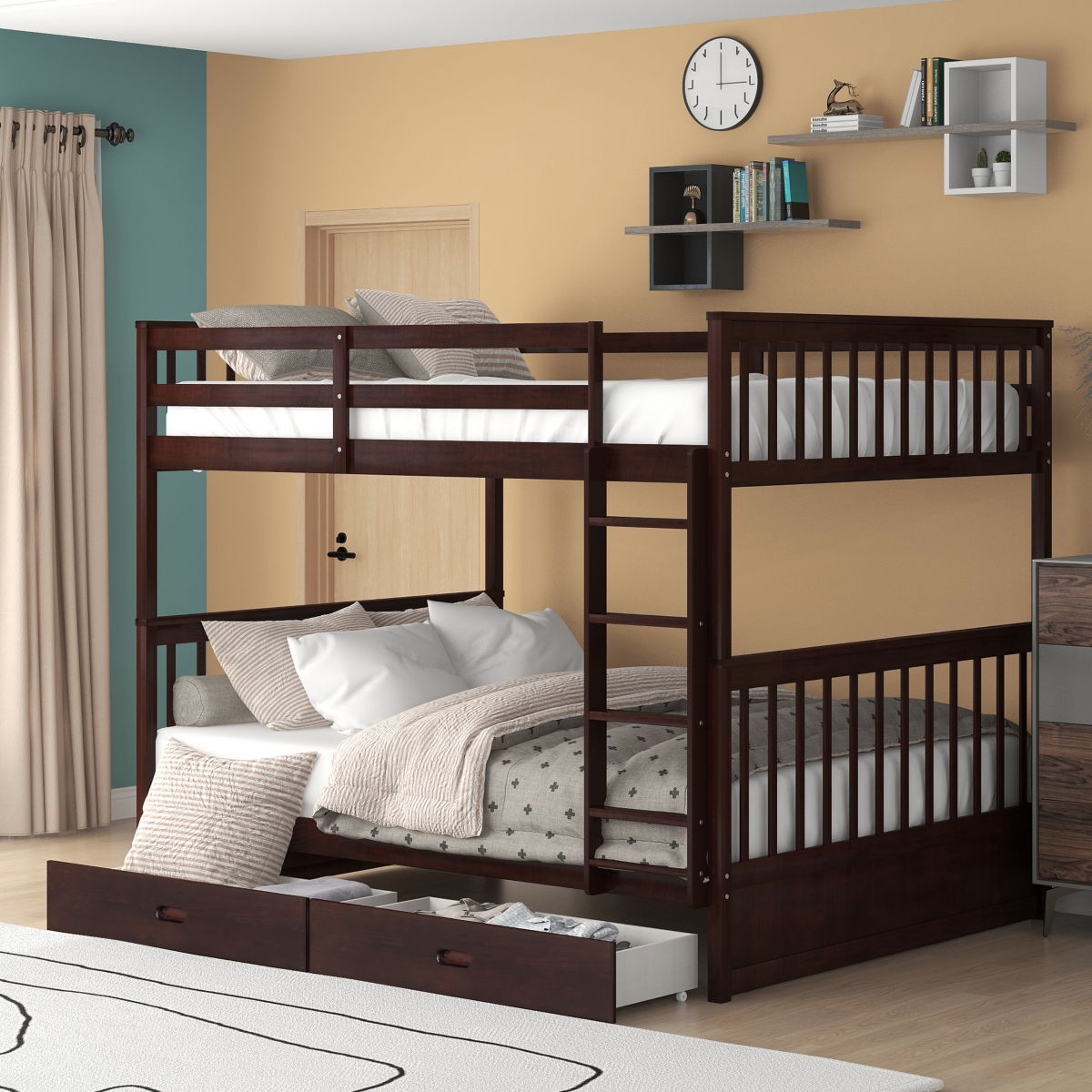 Click here for Streamdale Espresso Bunk Bed with Drawers and Ladd... prices