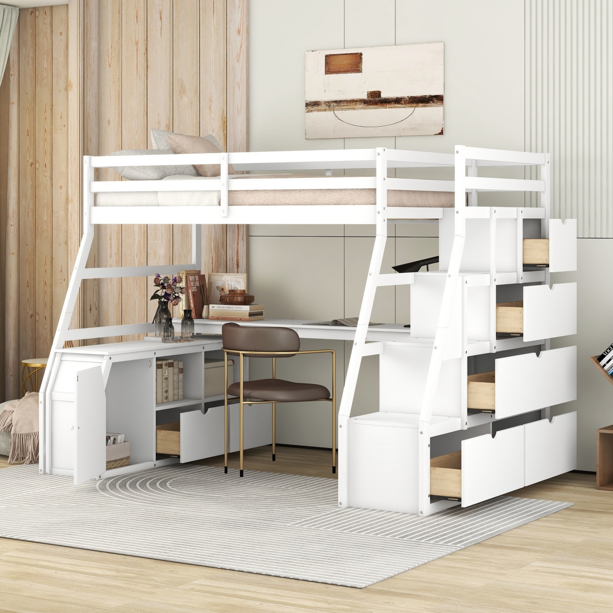Click here for Streamdale Twin Size Loft Bed With With 7 Drawers... prices