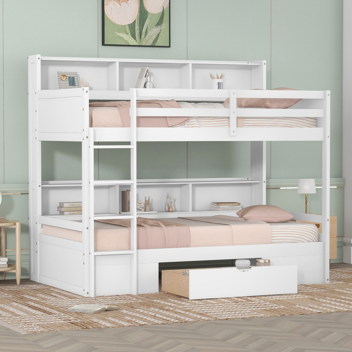Click here for Streamdale Twin Bunk Bed with Shelves and Drawer -... prices