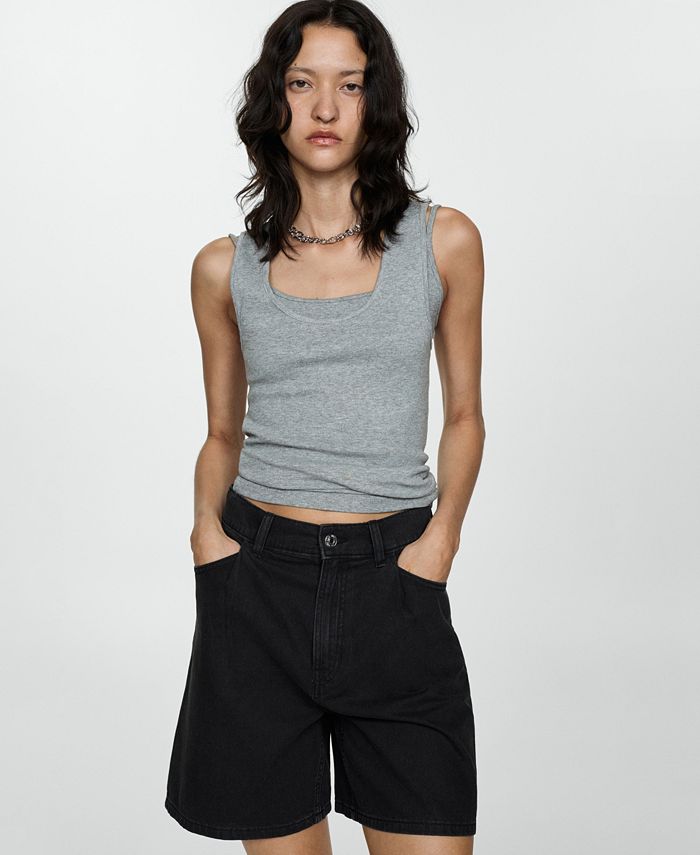 MANGO Women's Straight Denim Shorts - Macy's