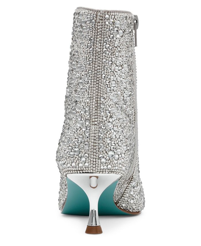 Betsey Johnson Women's Ash Rhinestone Kitten Heel Booties - Macy's