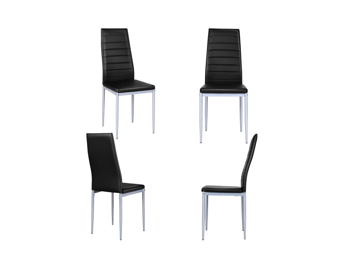 Click here for Set of 4 Pvc Leather Dining Chairs with Solid Meta... prices