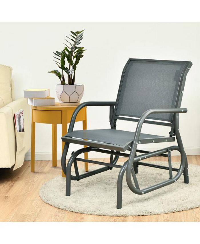 Slickblue Outdoor Single Swing Glider Rocking Chair with Armrest - Macy's