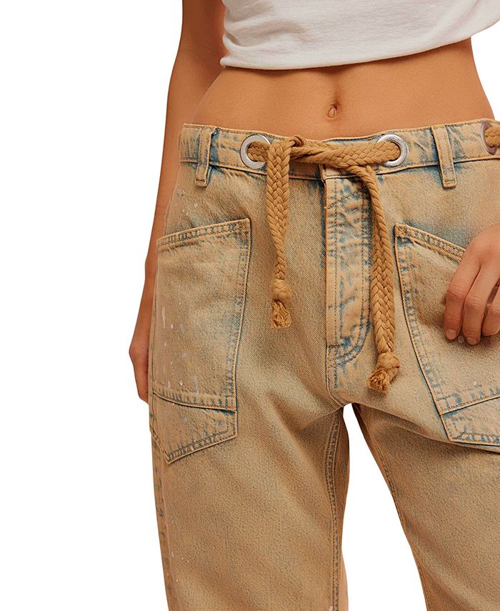 Free People Women's Moxie Cotton Low-Slung Barrel Jeans - Macy's