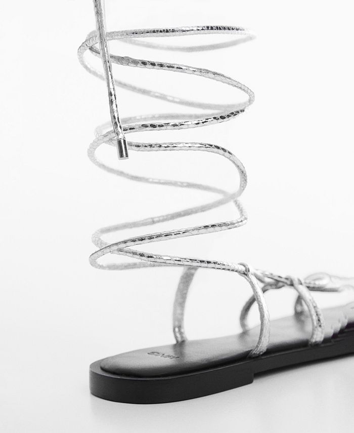 MANGO Women's Metallic Snake Sandals - Macy's