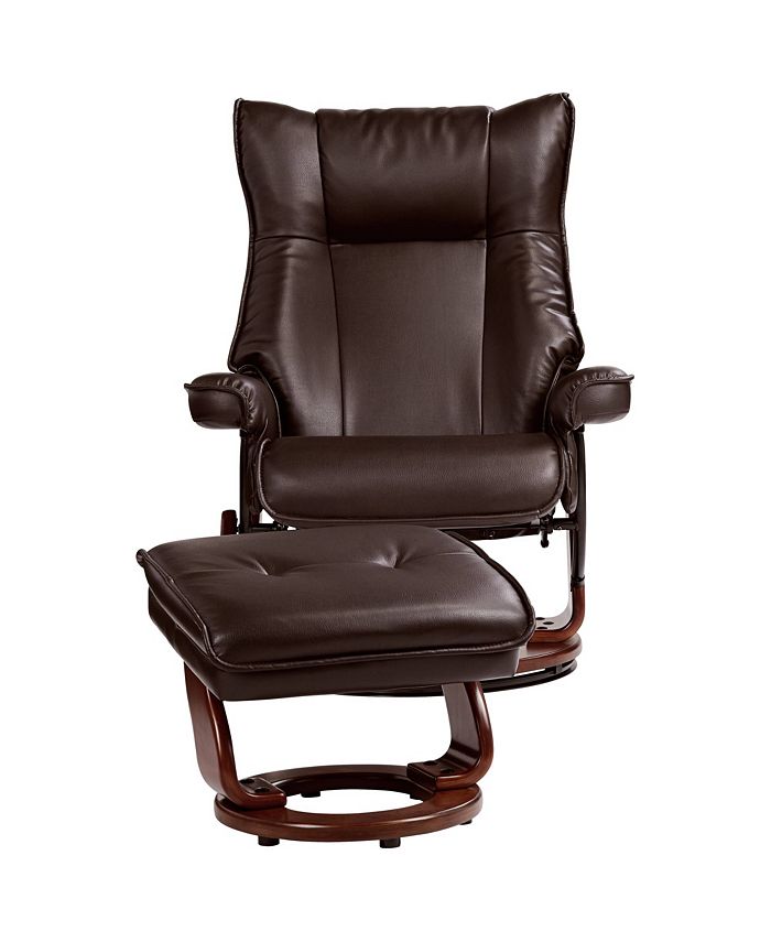 BenchMaster Morgan Java Swivel Faux Leather Recliner Chair with Ottoman ...