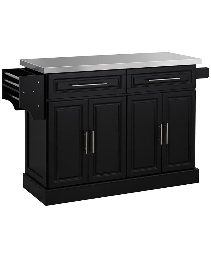 HOMCOM Rolling Stainless Steel Counter Kitchen Cart Storage Cabinet w ...