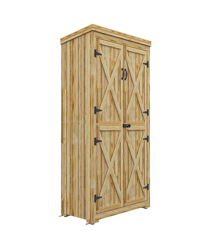 Outsunny Outdoor Storage Cabinet with Waterproof Metal Roof, Gray - Macy's