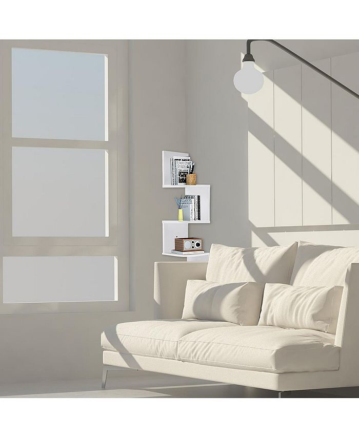 Yescom 3 Tiers Wall Mount Corner Shelf Wood Storage Organizer w ...