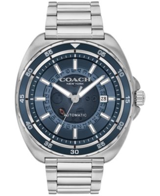 COACH Men's Charter Automatic Silver Stainless Steel Watch 44.5mm - Macy's