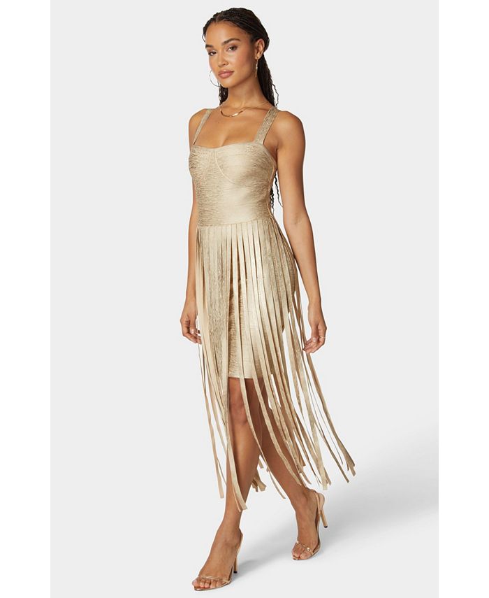 Bebe Women's Bandage Fringe Maxi Dress - Macy's