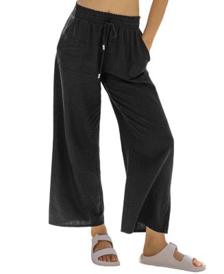 Cupshe Women's Black Elastic Waist Straight Leg Cover-Up Pants - Macy's