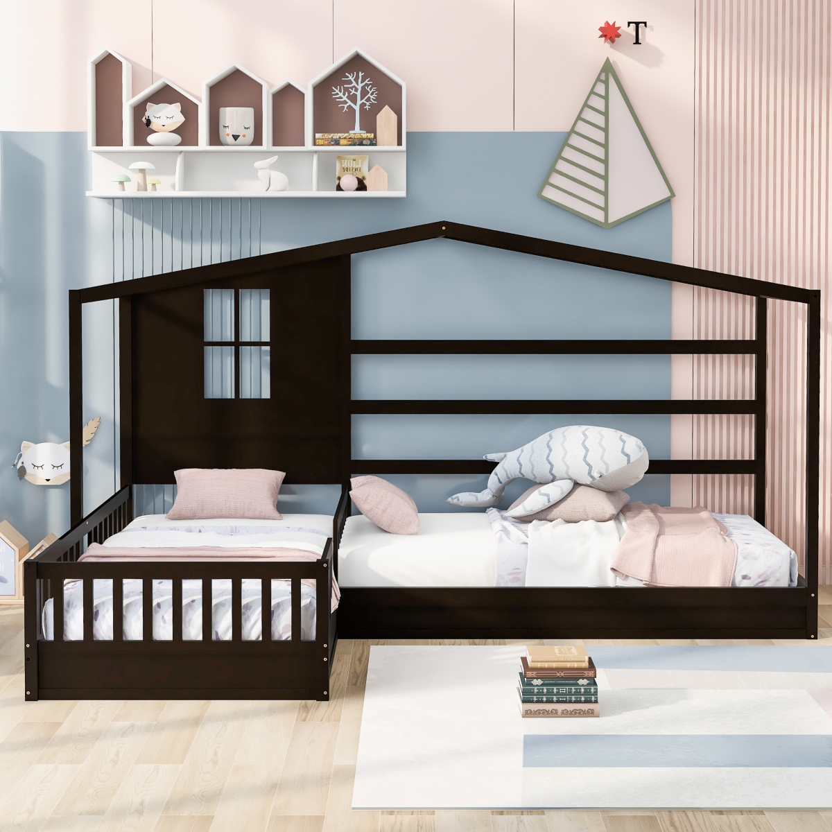 Click here for Streamdale Twin Bed with L-Structure Fence  Espres... prices