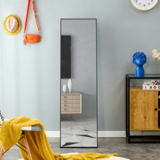 Solid Wood Full-Length Floor/Wall Mirror, 60" x 17", Black - Macy's