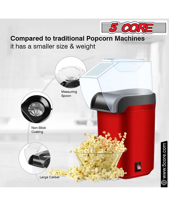 5 Core Popcorn Machine 16 Cup Capacity Hot Air Popper Mini Portable ...