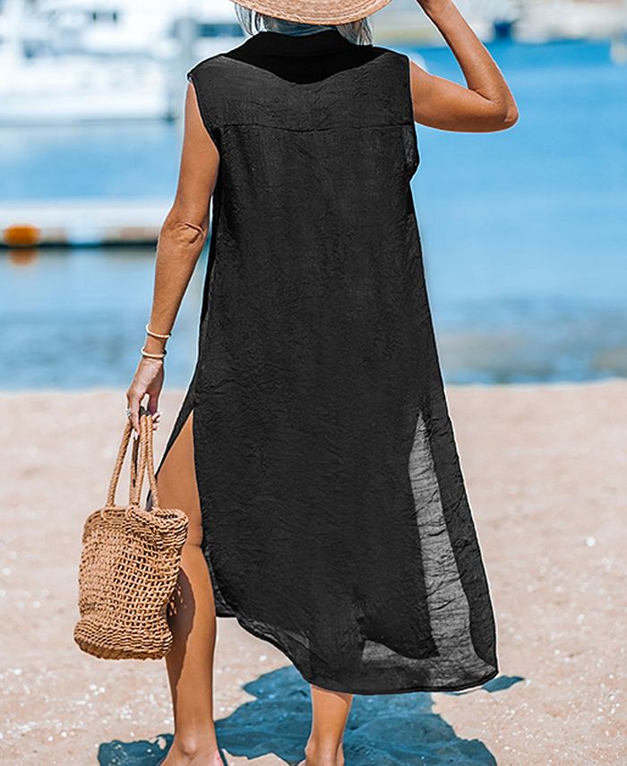 CUPSHE Women's Black Cover-Up Midi Beach Dress - Macy's