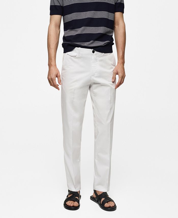 MANGO Men's Regular Fit Structure Cotton Trousers - Macy's