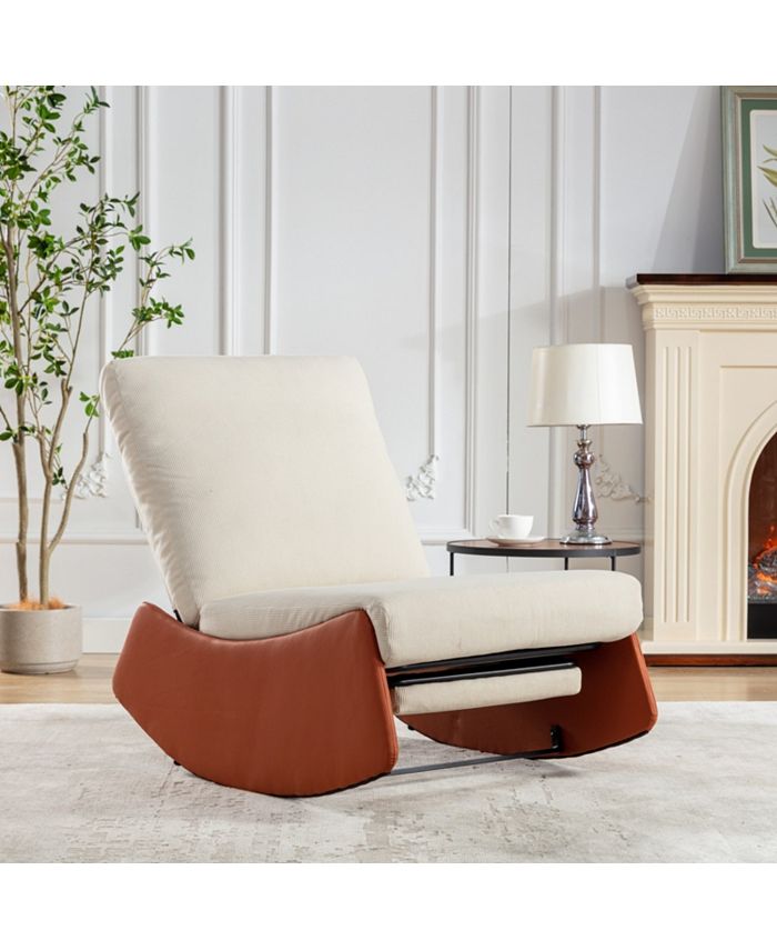 Simplie Fun Comfortable Adjustable Backrest & Leg Support Rocking Chair ...