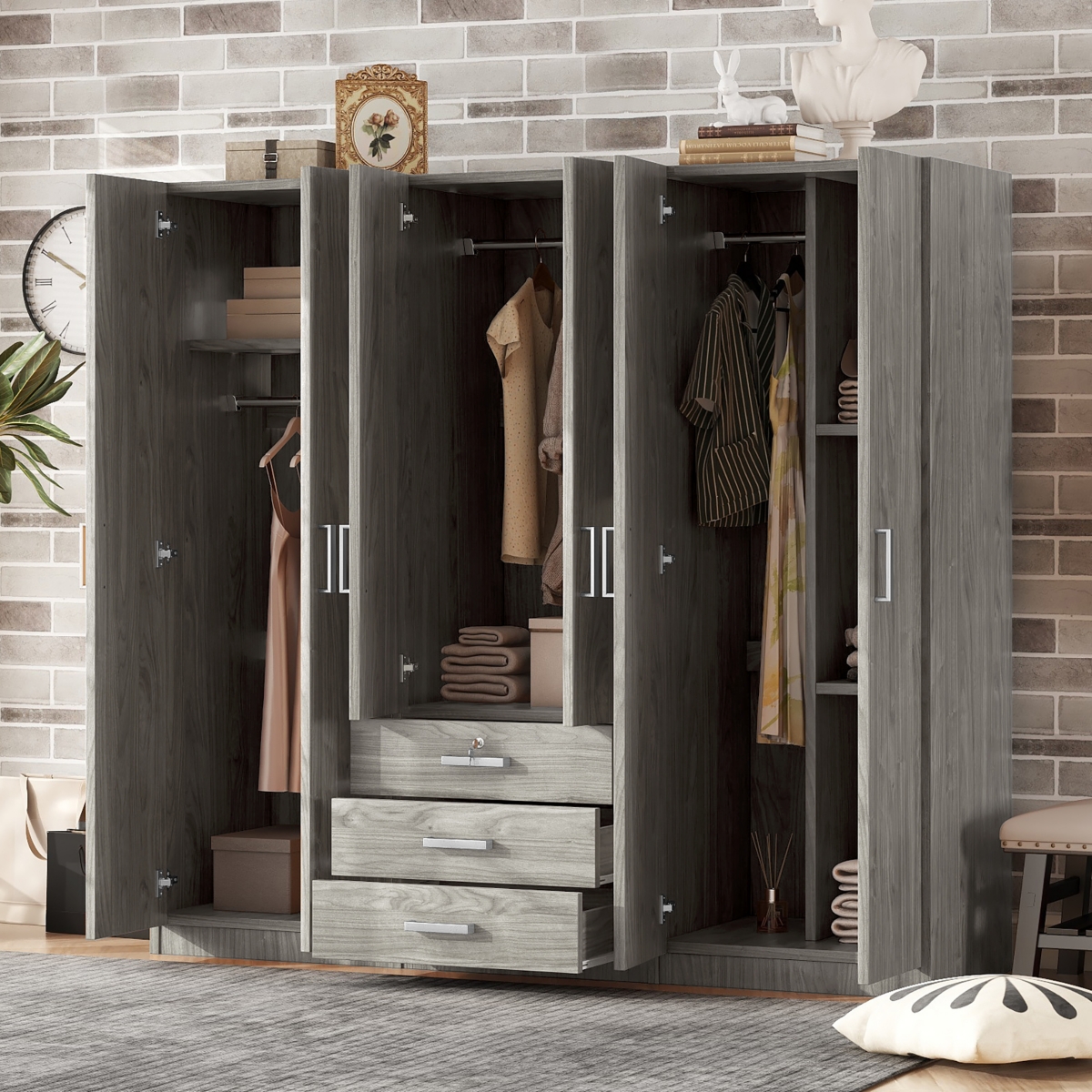Click here for Streamdale 6-Doors Wooden Wardrobe Storage for Bed... prices