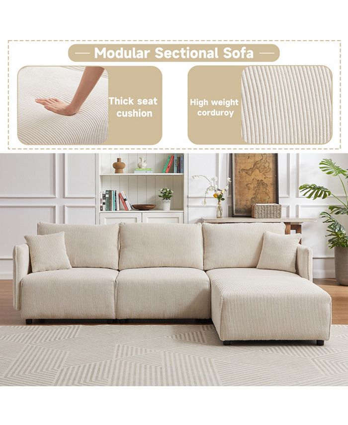 Simplie Fun Versatile Modern Modular Sofa with Corduroy Upholstery and ...