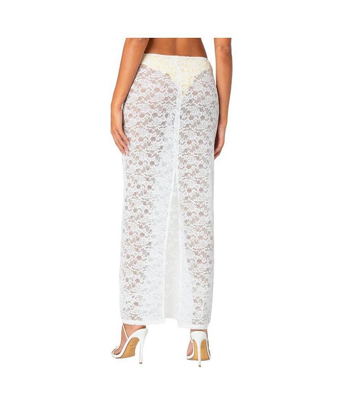 Edikted Womens Oceana Sheer Lace Maxi Skirt Macys