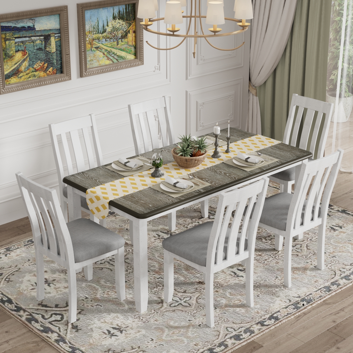 Click here for Streamdale Retro 7-Piece Dining Set with Expandabl... prices