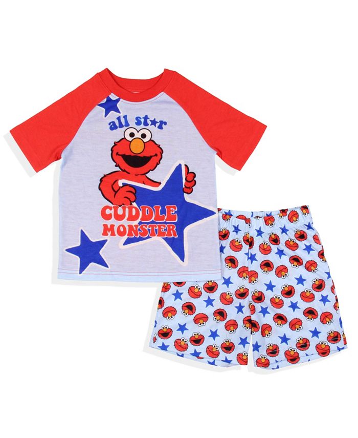 Sesame Street Toddler Boys Elmo All Star Cuddle Monster Sleep Pajama ...