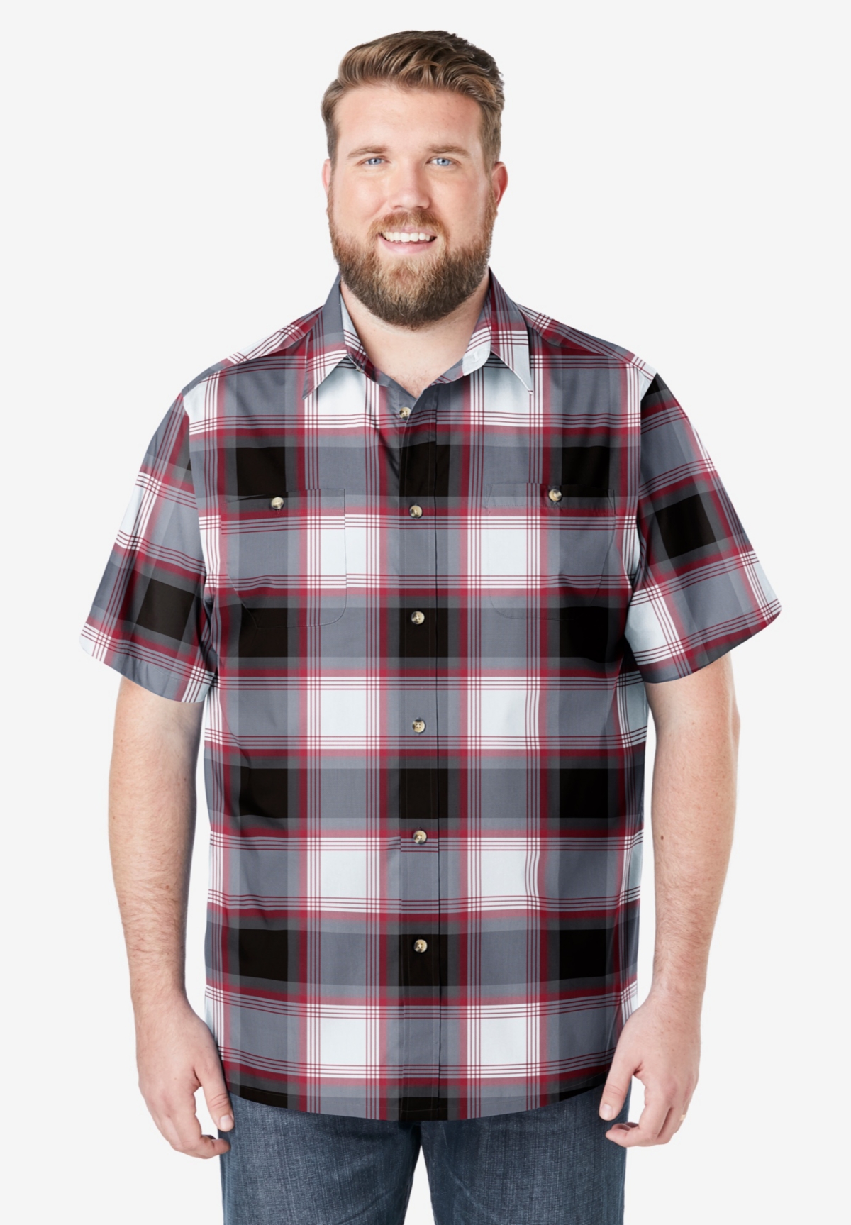 Click here for KingSize Big & Tall Check Short-Sleeve Sport Shirt... prices