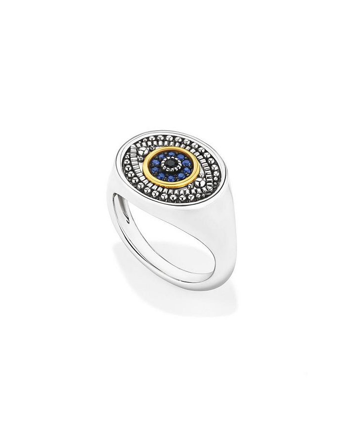 Judith Ripka Little Luxuries Evil Eye Signet Ring with Black Sapphire ...