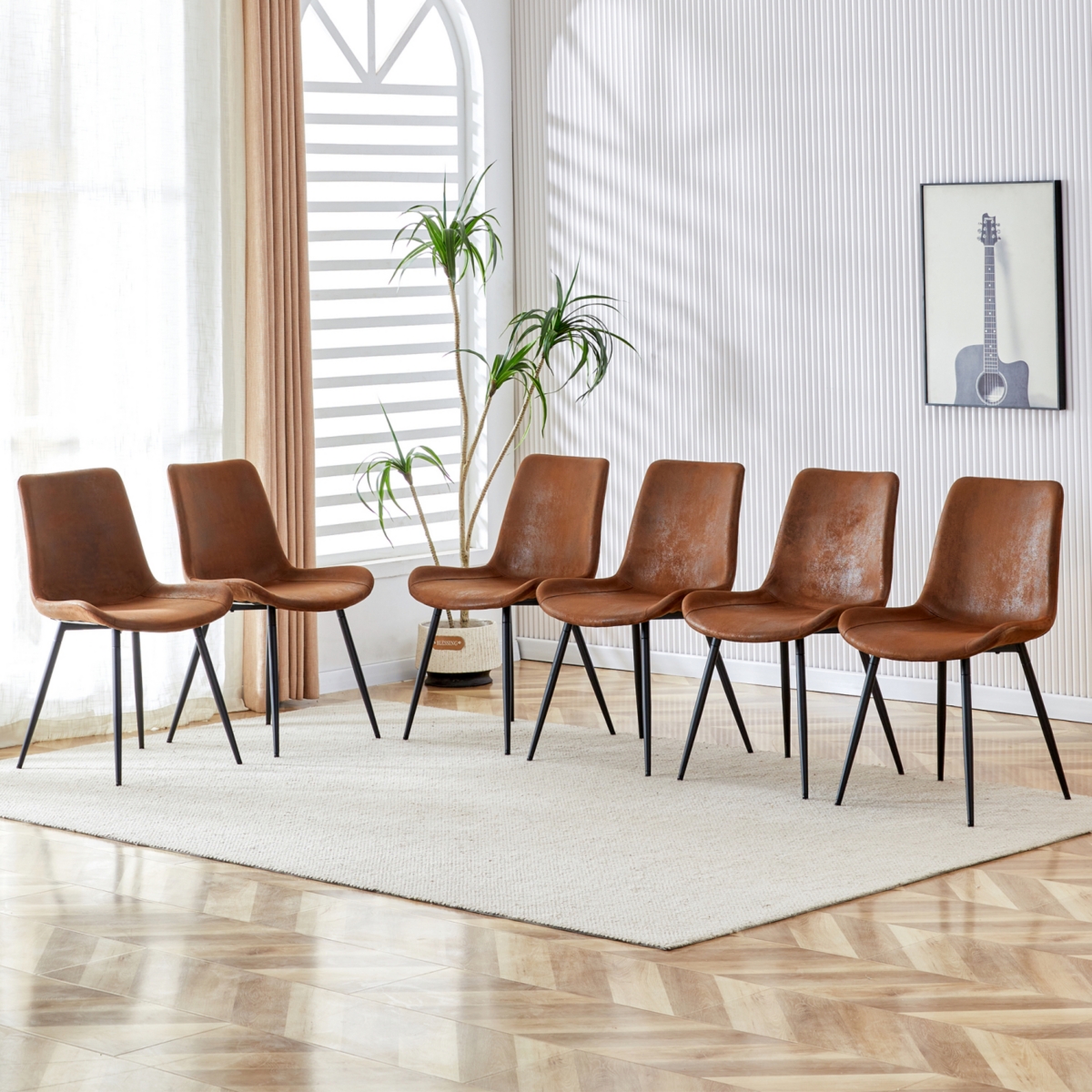 Click here for Modern Suede Dining Chair with Curved Widened Cush... prices