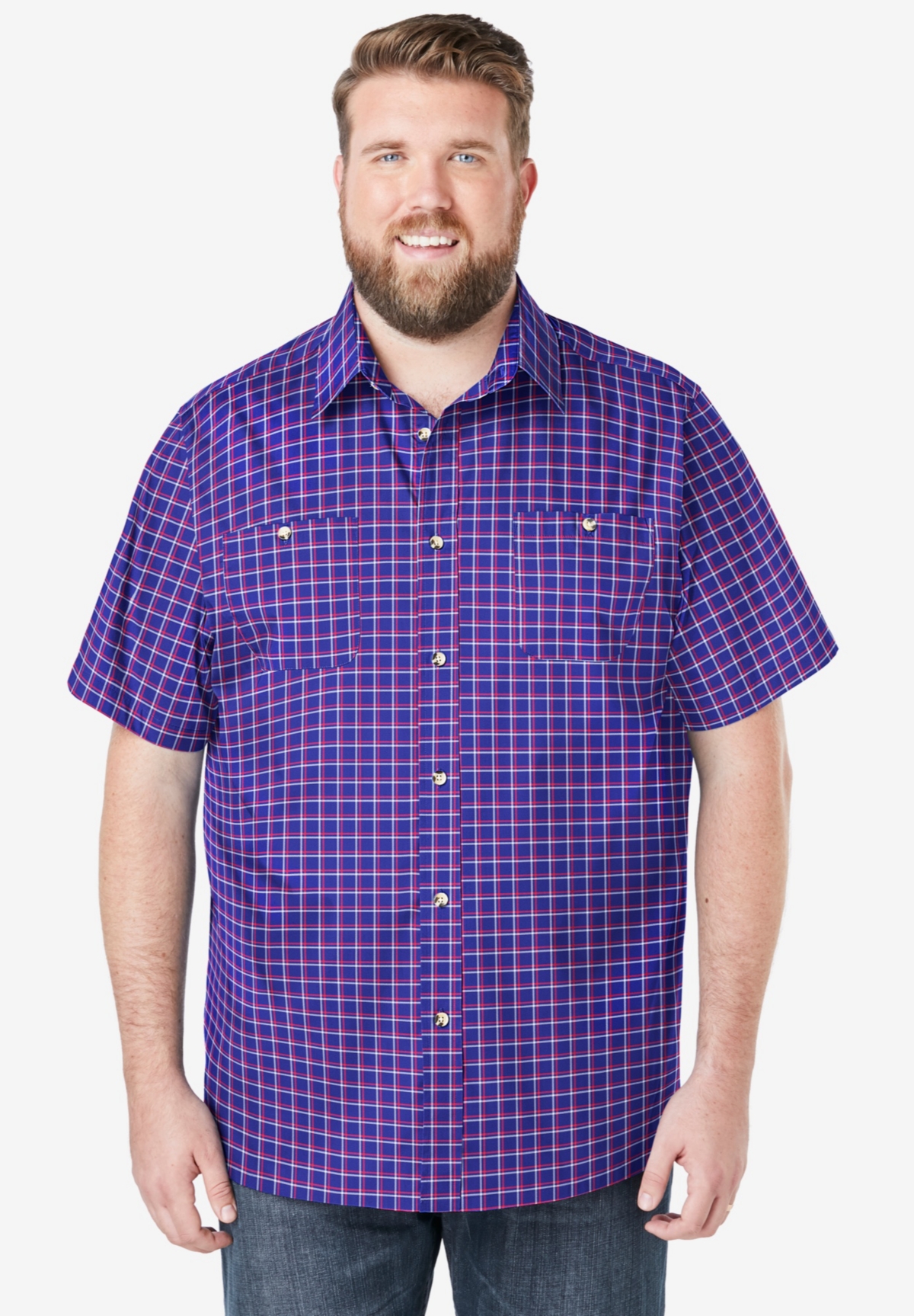 Click here for KingSize Big & Tall Check Short-Sleeve Sport Shirt... prices