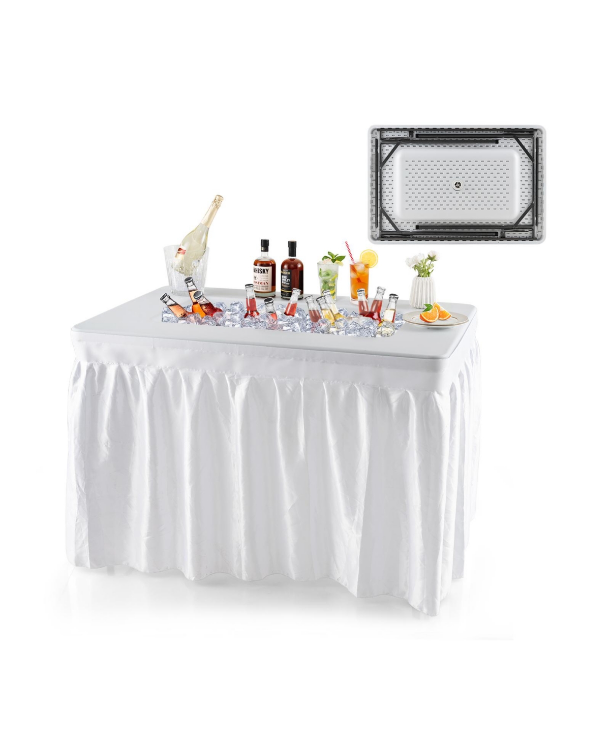 Click here for Slickblue 4 Feet Folding Ice Bin Table with Skirt... prices