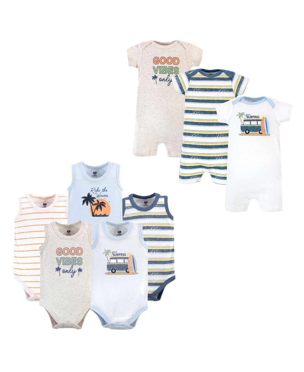 Click here for Hudson Baby Baby Boys Essential 8-Pack Cotton Romp... prices