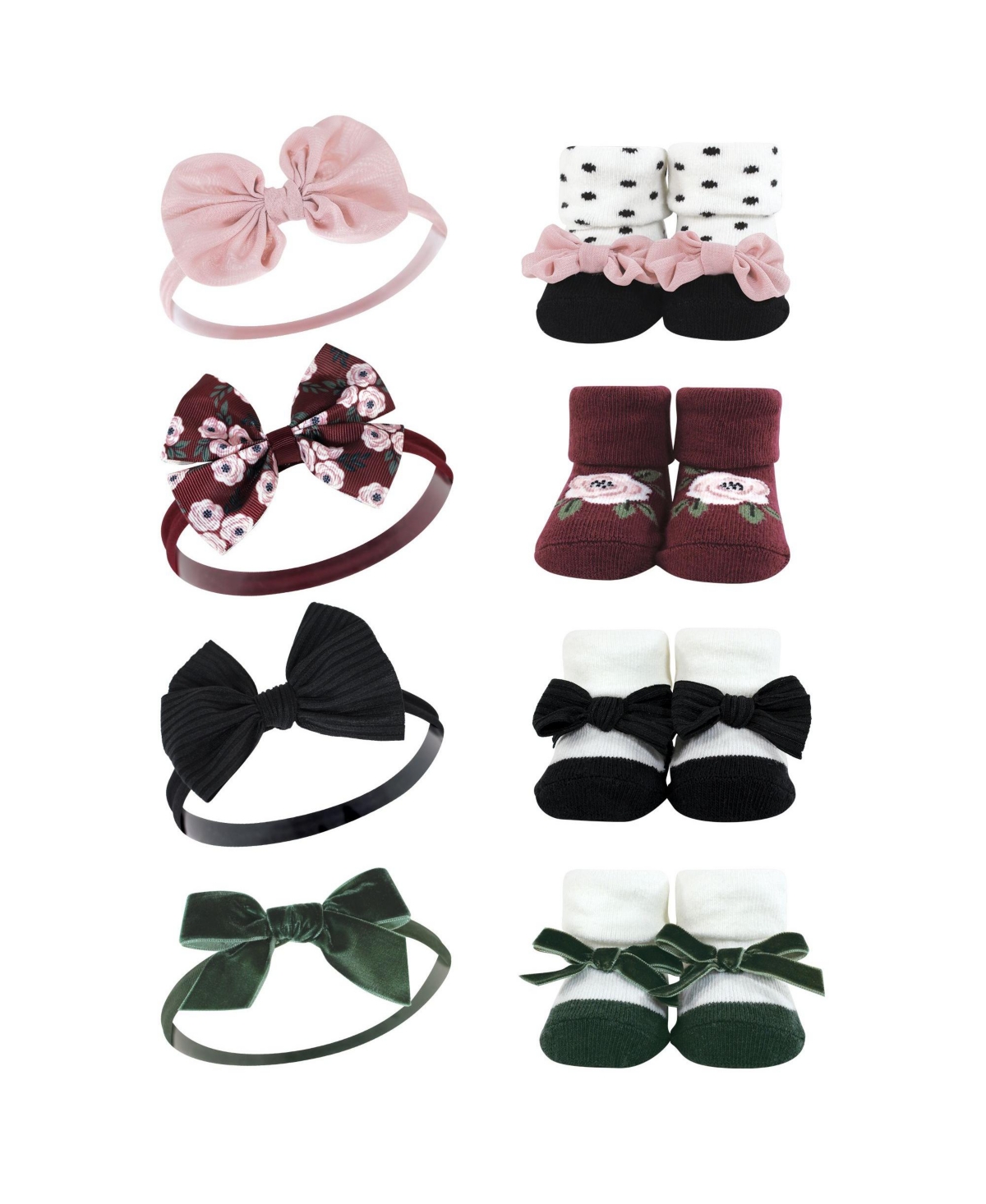 Click here for Hudson Baby Girls 8Pc Headband and Socks Set - Bur... prices