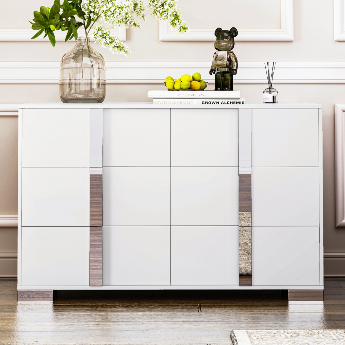 Click here for Streamdale Furniture Modern White Mirrored 6-Drawe... prices