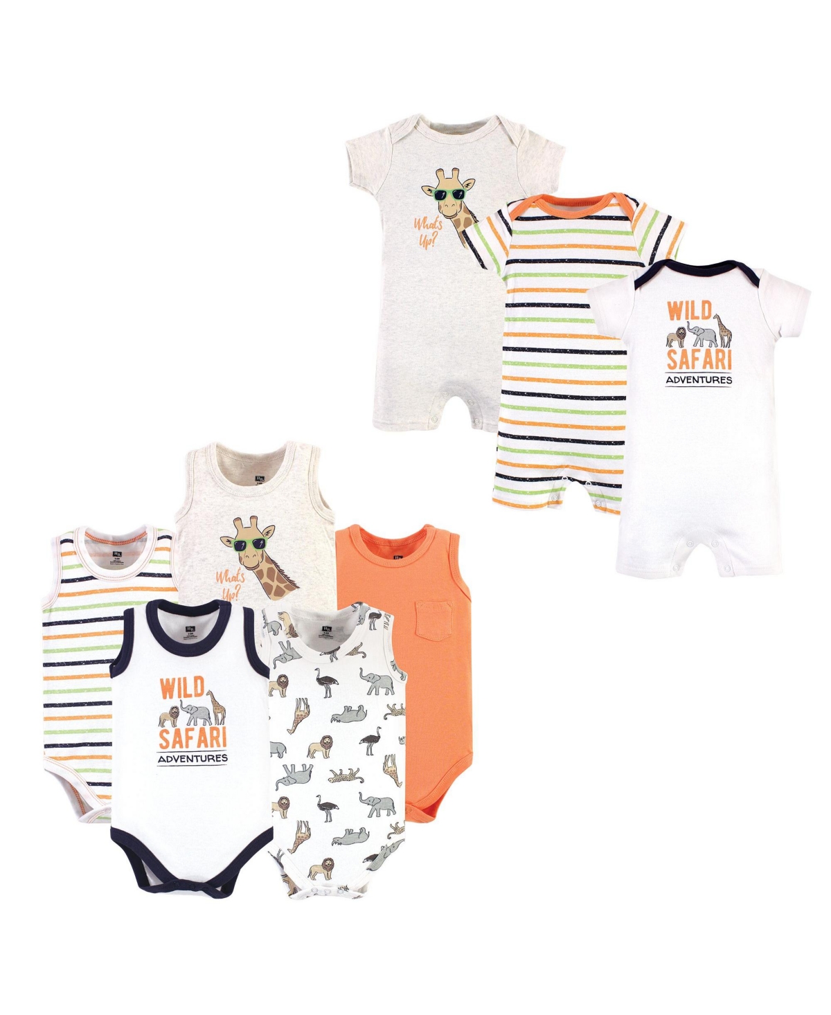 Click here for Hudson Baby Baby Boys Essential 8-Pack Cotton Romp... prices