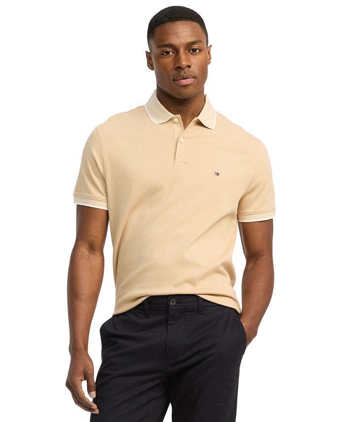 Tommy Hilfiger Men's Regular-Fit Two-Tone Interlock Polo Shirt - Macy's
