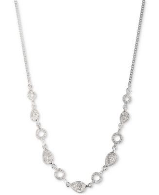 Givenchy Pavé Circle & Pear-Shape Statement Necklace, 16" + 3" extender ...