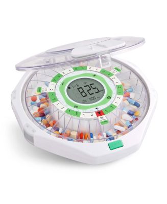 LiveFine 28-Day Automatic Pill Dispenser Frosted Lid with LCD Display ...